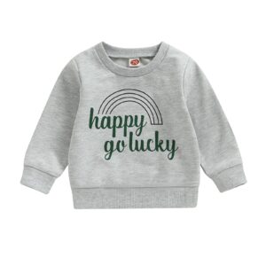 infant toddler baby girl boy oversized sweatshirt long sleeve top shirt st. patrick 's day outfit clothes (gray, 6-12 months)