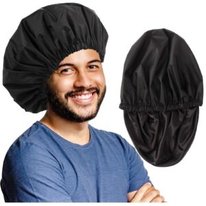 adjustable large shower cap for men,shower cap for women,reusable shower cap for long hair,hair cap for shower,black