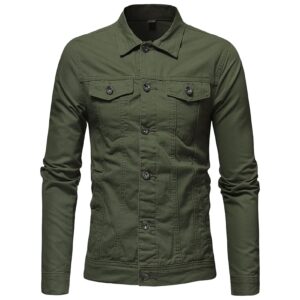 maiyifu-gj men's plaid snap button jacket slim fit vintage button-front jackets casual long sleeve single breasted shirts (armygreen,xx-large)