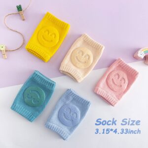 Eilin 5 Pairs Baby Crawling Anti-Slip Knee Pads Toddlers Knee-Pads Cute Smiley Boys Girls Protectors Socks Knee Pads Gift For Infant