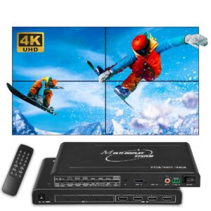 video wall controller 2x2 4k60hz btsx tv wall controller hdmi input 4k & output 1080p with 10 splicing modes support 180 degree rotate for all modes