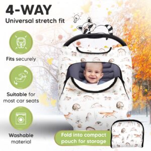 KeaBabies Car Seat Cover for Babies and Large Shatterproof Baby Car Mirror - Baby Car Seat Canopy for Spring, Autumn, Winter - Safety Baby Car Seat Mirror - Universal Stretch Fit Car Seat Cover