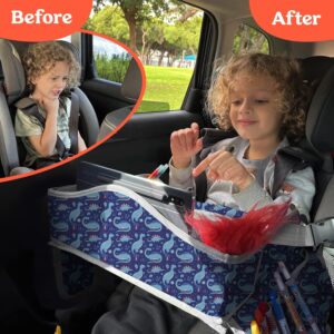 PILLANI Kids Travel Tray for Car - Car Seat Tray for Kids Travel, Car Trays for Kids Roadtrip Essentials, Carseat Table Tray for Kids Road Trip Activities - Toddler Lap Desk Organizer for Airplane