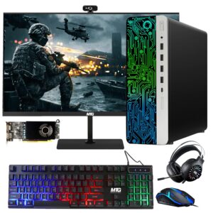 hp g3 gaming desktop pc, intel core i5 4th gen, amd rx 550 graphics, 16gb ram, 240gb ssd | 2tb hdd, mtg new 24 inch monitor, rgb keyboard mouse, headphone, webcam, win 10 pro (renewed)