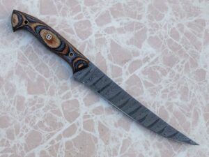 jnr traders damascus boning knife for meat cutting 13" handmade fillet knife thin sharp chef kitchen knife with leather sheath wood handle vk3731