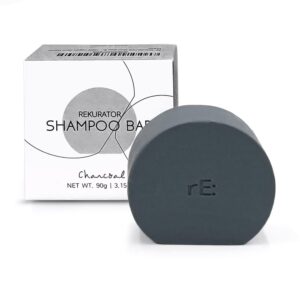 rekurator detoxifying shampoo bar with activated charcoal, brown rice extracts and natural ingredients - sulfate-free, paraben-free, cruelty-free, phthalate-free, ph balanced 100% vegan, zero-waste