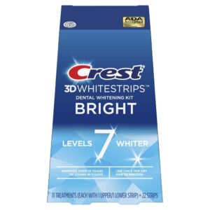 crest 3d whitestrips bright levels 7 whiter teeth whitening kit, 11 treatments (pack of 1), 22.0 count