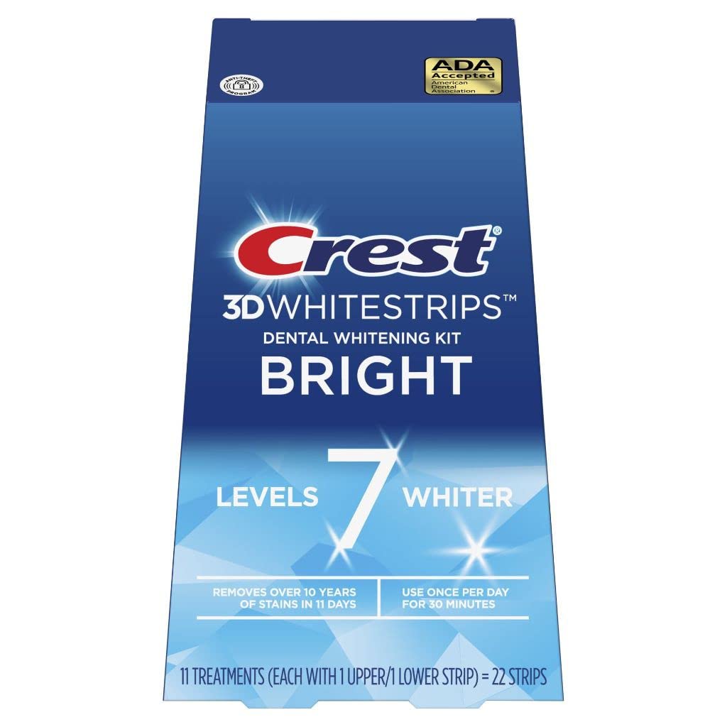 Crest 3D Whitestrips Bright Levels 7 Whiter Teeth Whitening Kit, 11 Treatments (Pack of 1), 22.0 Count