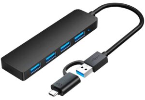 usb 3.0 hub 2 in1 4-port, siawclub usb c to usb splitter expander for macbook pro, laptop, xbox, flash drive, hdd, printer, camera, keyborad, mouse