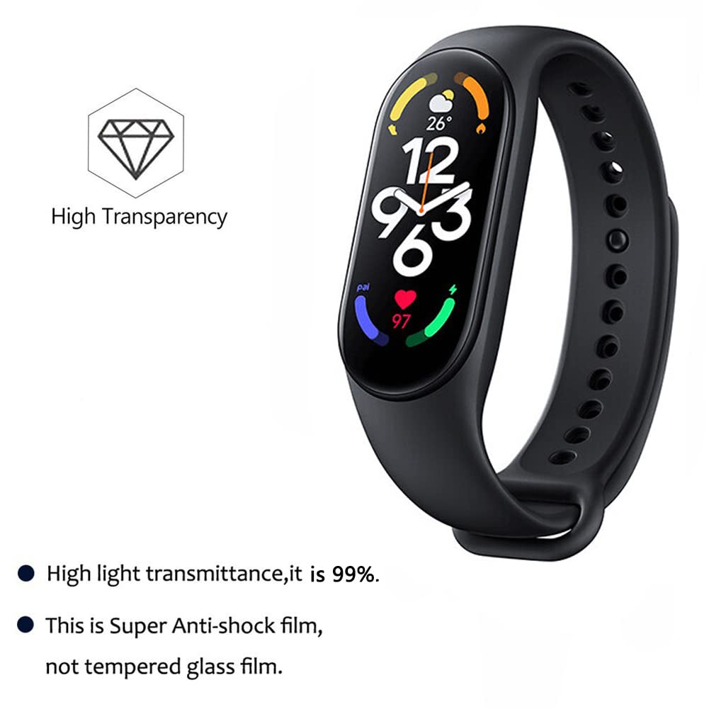 Youniker 3 Pack Compatible with Xiaomi Mi Band 7 Screen Protector Film for Xiaomi Smart Band 7 Screen Protectors Foils 3D Full Coverage Screen Cover Crystal Clear Anti-Scratch