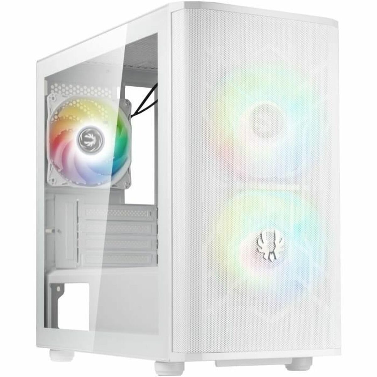 BitFenix Nova Mesh mATX (Micro ATX, Mini ITX) High Airflow PC Gaming Case ARGB Edition White, 3 x ARGB Fans Pre-Installed, 240mm AIO Support at Top, GPU Length Support Up to 345mm (Micro ATX, White)