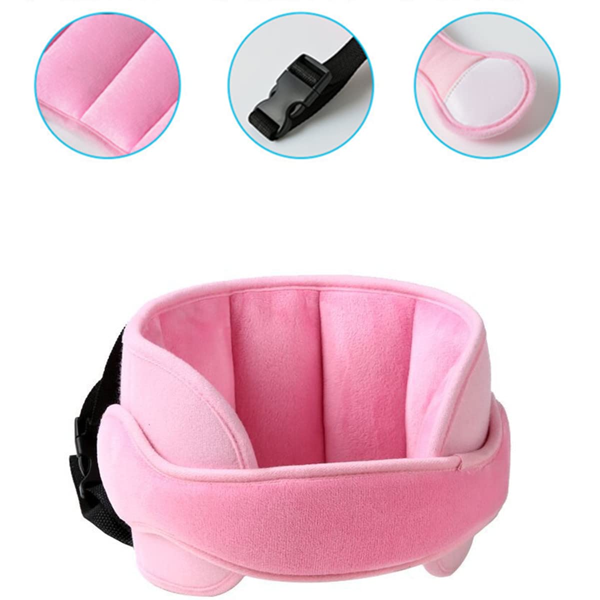 RUITASA Car Seat Head Support Band, Safety Car Seat Neck Relief, Adjustable Child Car Seat, Infants and Baby Head Support(Pink)