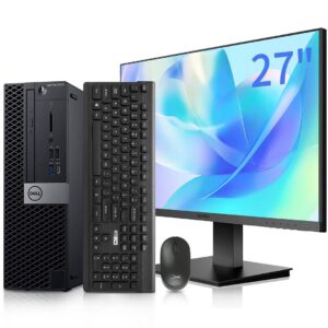 dell optiplex 5070 desktop computers with 27 inch full hd monitor set windows 11, 9th gen intel 8 core i7-9700, 8gb ddr4 ram 256gb ssd, wireless built-in wifi 6e ax210, bluetooth 5.2 (renewed)