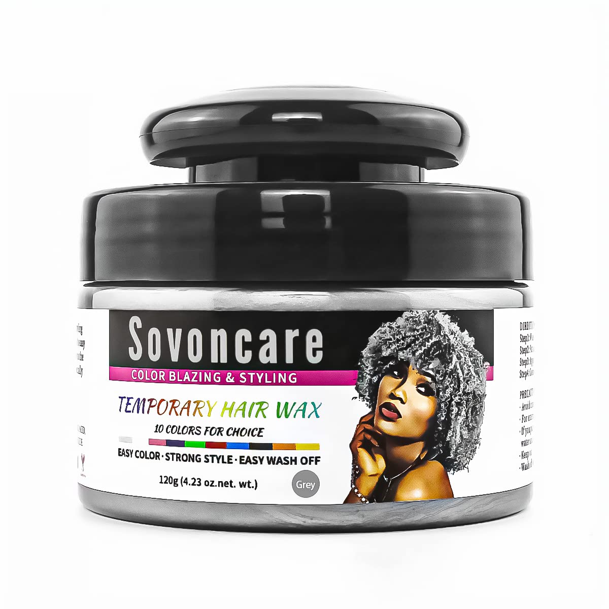 Gray Temporary Hair Wax Color, SOVONCARE Professional Styling Pomades Natural Hairstyle Clay for Men & Women Christmas Cosplay Date 4.23 oz (Upgraded Sliver Gray)