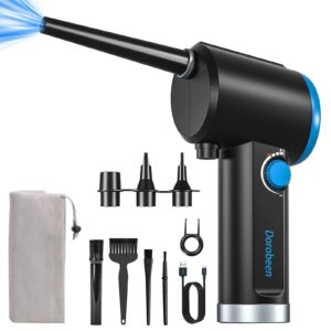 dorobeen compressed air duster, electric air duster, cordless air duster, canned air duster for computer, keyboard cleaner, bldc motor - stepless speed - 6000mah (blue)