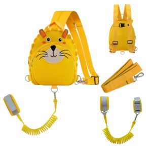 toddlers cute animal chest backpacks with leash anti-lost wristlets child kids link safety harness, for baby girl boy 3-6 years,lion