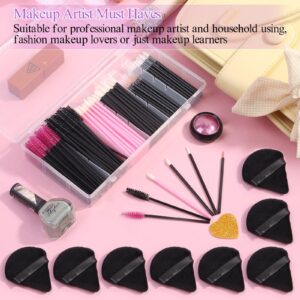 248 Pcs Disposable Makeup Applicators with Triangle Makeup Puffs, Mascara wands, Disposable Lip Applicators, Eyelash liner Brushes Disposable Makeup Applicator Kit for Makeup Artist Supplies