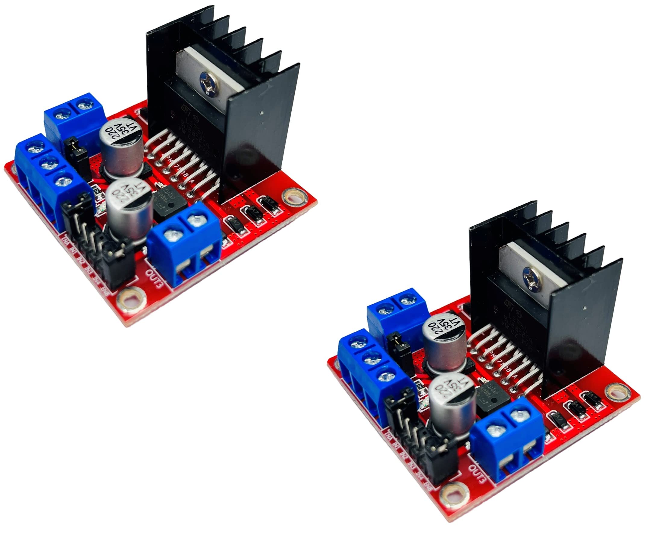 DIYables L298N Motor Driver Module for Arduino, ESP32, ESP8266, Raspberry Pi, 2 Pieces