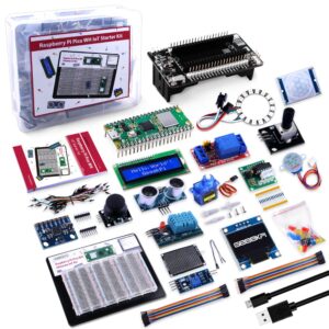 geeekpi raspberry pi pico w ultimate kit with raspberry pi pico w with headers, detailed tutorials, project examples, various items for micropython programming