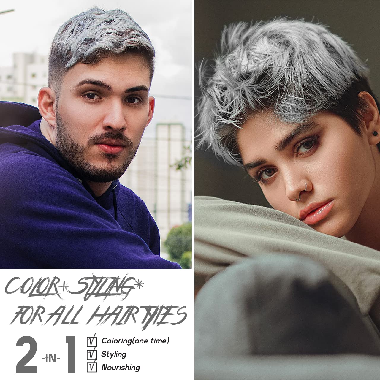 Gray Temporary Hair Wax Color, SOVONCARE Professional Styling Pomades Natural Hairstyle Clay for Men & Women Christmas Cosplay Date 4.23 oz (Upgraded Sliver Gray)