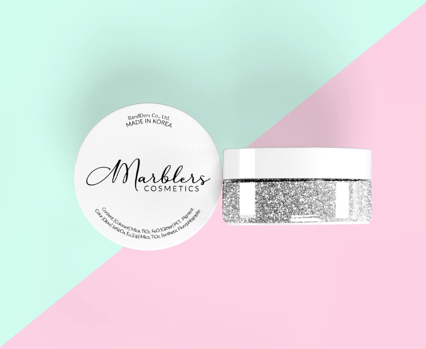 MARBLERS Cosmetic Grade Fine Glitter Duo [Black Knight & Rainbow White] 0.36oz (10g) | Non-Toxic | Vegan | Cruelty-Free | Eyeshadow, Nail Polish, Nail Art | Festival, Rave & Party Makeup | Body & Face