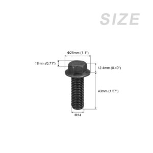 METALLIXITY Flanged Hex Head Bolts (M14x40mm) 4pcs, Hexagon Serrated Flange Bolt Fully Thread Screw - for House Construction Hardware Fasteners