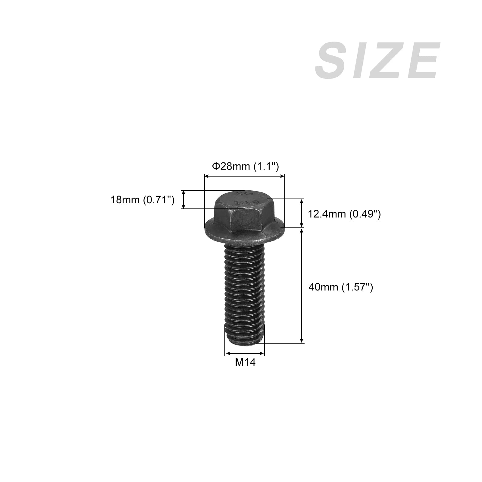 METALLIXITY Flanged Hex Head Bolts (M14x40mm) 4pcs, Hexagon Serrated Flange Bolt Fully Thread Screw - for House Construction Hardware Fasteners