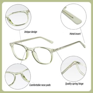 KSSESSE 4 Pack Reading Glasses for Women Men Blue Light Blocking Oval Readers with Spring Hinge 1.75