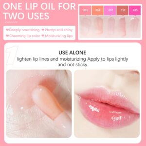 Lip Oil Hydrating Tinted Lip Balm, Plump Lip Gloss Lip Care Transparent Toot Lip Oil Tinted, Glass Lip Glow Oil Fresh Texture & Non-sticky, Nourishing Repairing Lightening Lip Lines Lip Care Products (012# ROSEWOOD)