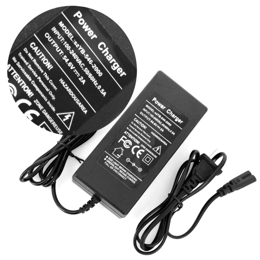 GOAKICHGO 54.6V 2A Battery Charger 54.6V Power Supply for 48V 13S Battery with DC 5.5x2.1mm / 5.5x2.5mm Plug