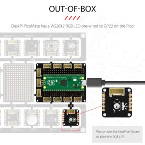 GeeekPi Pi Pico Board with DeskPi PicoMate for Raspberry Pi Pico, DeskPi PicoMate Expansion Board,Breakout Module Board for Raspberry Pi Pico