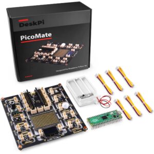 geeekpi pi pico board with deskpi picomate for raspberry pi pico, deskpi picomate expansion board,breakout module board for raspberry pi pico