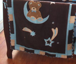 cribmate brown blue teddy bear nursery crib bedding set star moon themed baby boy cot set