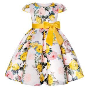 aimjchld party dress for toddler little baby girls flower wedding dresses pageant prom ball gowns fancy performance formal dress size 2t 3t yellow 100