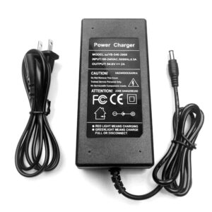 GOAKICHGO 54.6V 2A Battery Charger 54.6V Power Supply for 48V 13S Battery with DC 5.5x2.1mm / 5.5x2.5mm Plug