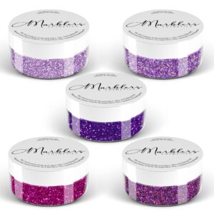 marblers cosmetic grade fine glitter 5-pack [purple mood] 0.90oz (25g) | non-toxic | vegan | cruelty-free | eyeshadow, nail polish, nail art | festival, rave & party makeup | body & face