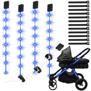 4 sets stroller lights for night, led lights for baby strollers, walking light for strollers battery powered safety strip light for scooter, bikes, baby strollers accessories, blue