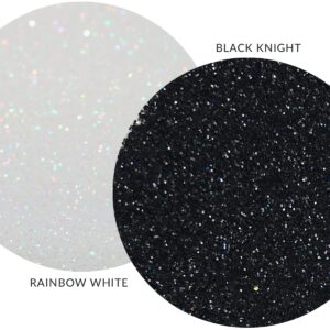 MARBLERS Cosmetic Grade Fine Glitter Duo [Black Knight & Rainbow White] 0.36oz (10g) | Non-Toxic | Vegan | Cruelty-Free | Eyeshadow, Nail Polish, Nail Art | Festival, Rave & Party Makeup | Body & Face