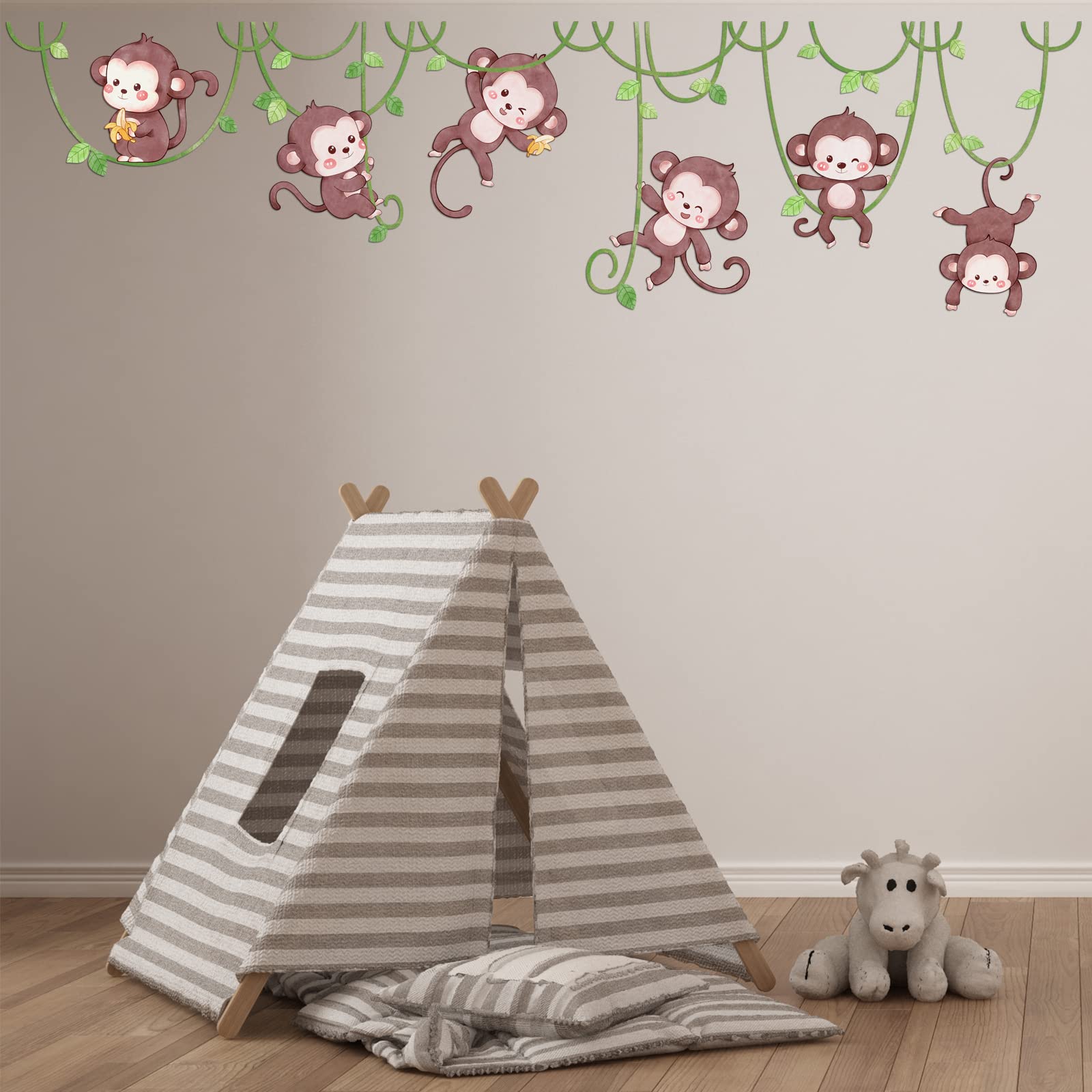 Suplanet Monkey Wall Stickers Jungle Wall Decor Safari Wall Decals for Kids Baby Boys Room Nursery Wall Decor Home Decoration for Bedroom Playroom