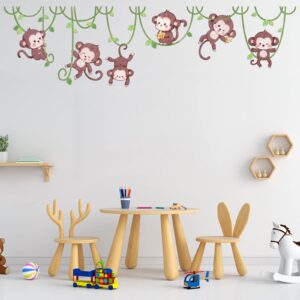 Suplanet Monkey Wall Stickers Jungle Wall Decor Safari Wall Decals for Kids Baby Boys Room Nursery Wall Decor Home Decoration for Bedroom Playroom