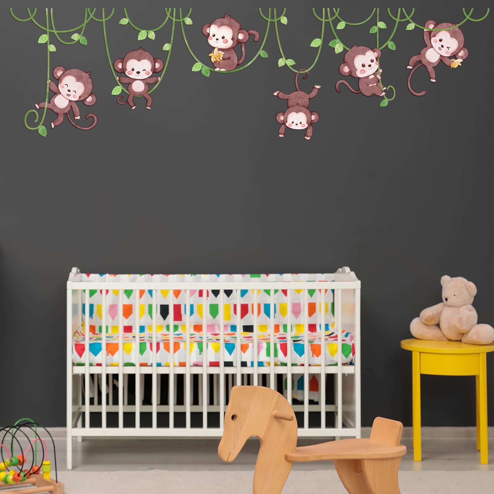 Suplanet Monkey Wall Stickers Jungle Wall Decor Safari Wall Decals for Kids Baby Boys Room Nursery Wall Decor Home Decoration for Bedroom Playroom