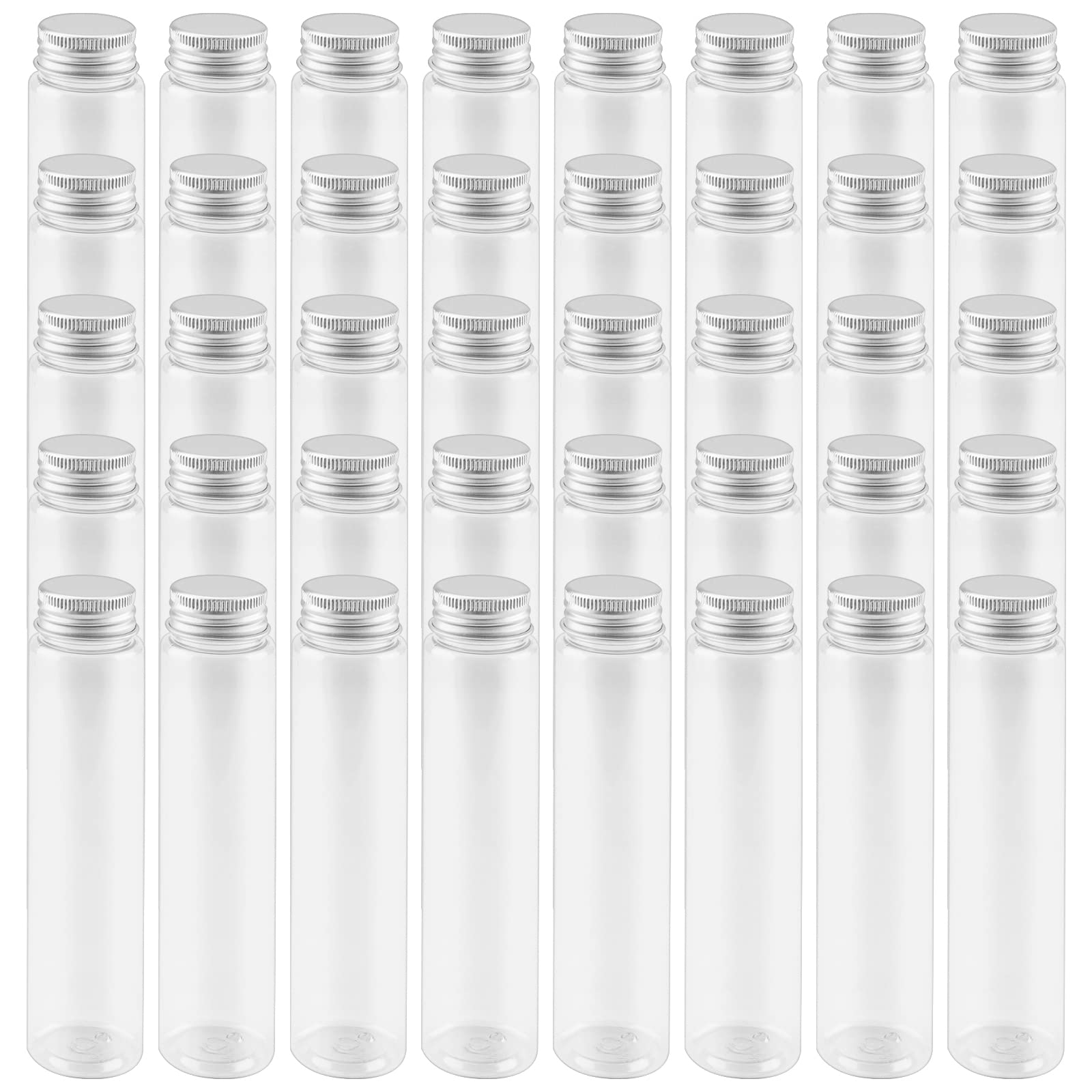 LEXININ 40 PCS 110ml Clear Plastic Test Tubeswith Lid, 30x150mm Test Tubes with Screw Caps, Flat Bottomed Test Tubes for Candy Jewelry Beads