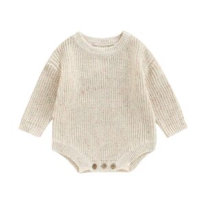 fybitbo baby girl boy sweater knit oversized pullover sweatshirt romper onesie warm fall winter clothes outfit newborn (a color dots cream,0-3 months)