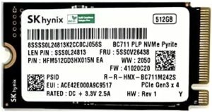 skhynix 512gb m.2 2242 42mm bc711 nvme pcie gen 3 x4 tlc ssd (hfm512gd3hx015n) for dell hp lenovo laptop ultrabook tablet - internal solid state drive (oem new)