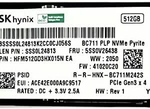 SKhynix 512GB M.2 2242 42mm BC711 NVMe PCIe Gen 3 x4 TLC SSD (HFM512GD3HX015N) for Dell HP Lenovo Laptop Ultrabook Tablet - Internal Solid State Drive (OEM New)