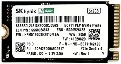 SKhynix 512GB M.2 2242 42mm BC711 NVMe PCIe Gen 3 x4 TLC SSD (HFM512GD3HX015N) for Dell HP Lenovo Laptop Ultrabook Tablet - Internal Solid State Drive (OEM New)