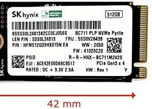 SKhynix 512GB M.2 2242 42mm BC711 NVMe PCIe Gen 3 x4 TLC SSD (HFM512GD3HX015N) for Dell HP Lenovo Laptop Ultrabook Tablet - Internal Solid State Drive (OEM New)