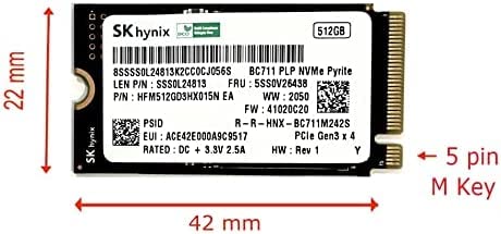 SKhynix 512GB M.2 2242 42mm BC711 NVMe PCIe Gen 3 x4 TLC SSD (HFM512GD3HX015N) for Dell HP Lenovo Laptop Ultrabook Tablet - Internal Solid State Drive (OEM New)