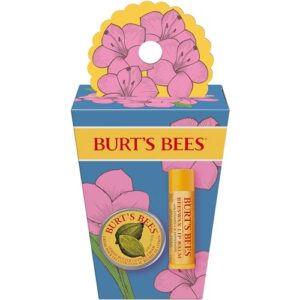 Burt's Bees Stocking Stuffers, Spring Surprise Set, Original Beeswax Lip Balm and Lemon Butter Cuticle Cream, Natural Origin Lip Moisturizer With Responsibly Sourced Beeswax Christmas Gifts, 2 Count