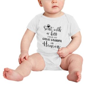 BABYWEN Sent with A Kiss from My Great Grandpa in Heaven Funny Baby Boy Girl Rompers Unisex (White, 0-3M)